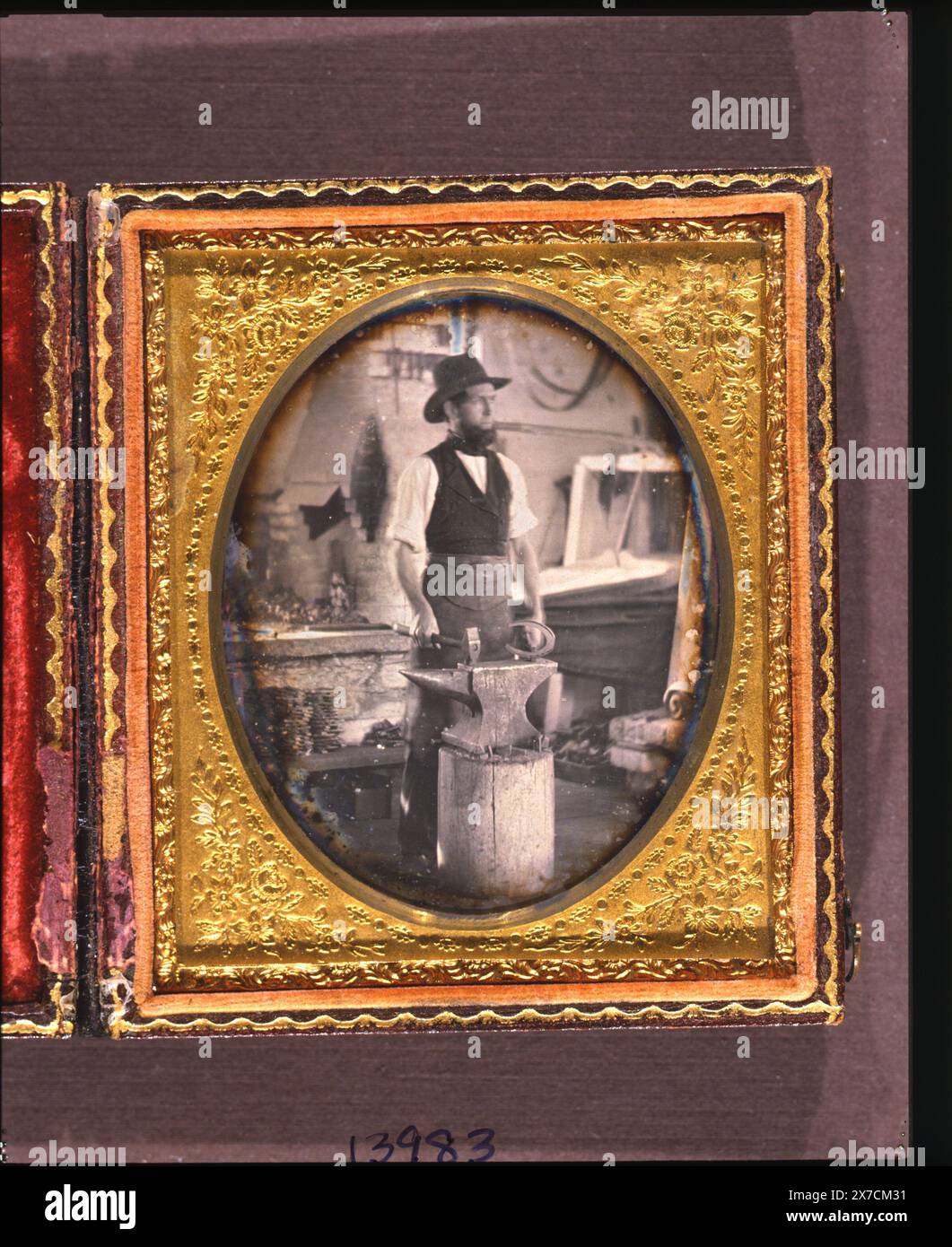 Portrait of a blacksmith in his workshop, Case: Rinhart 141., Title ...