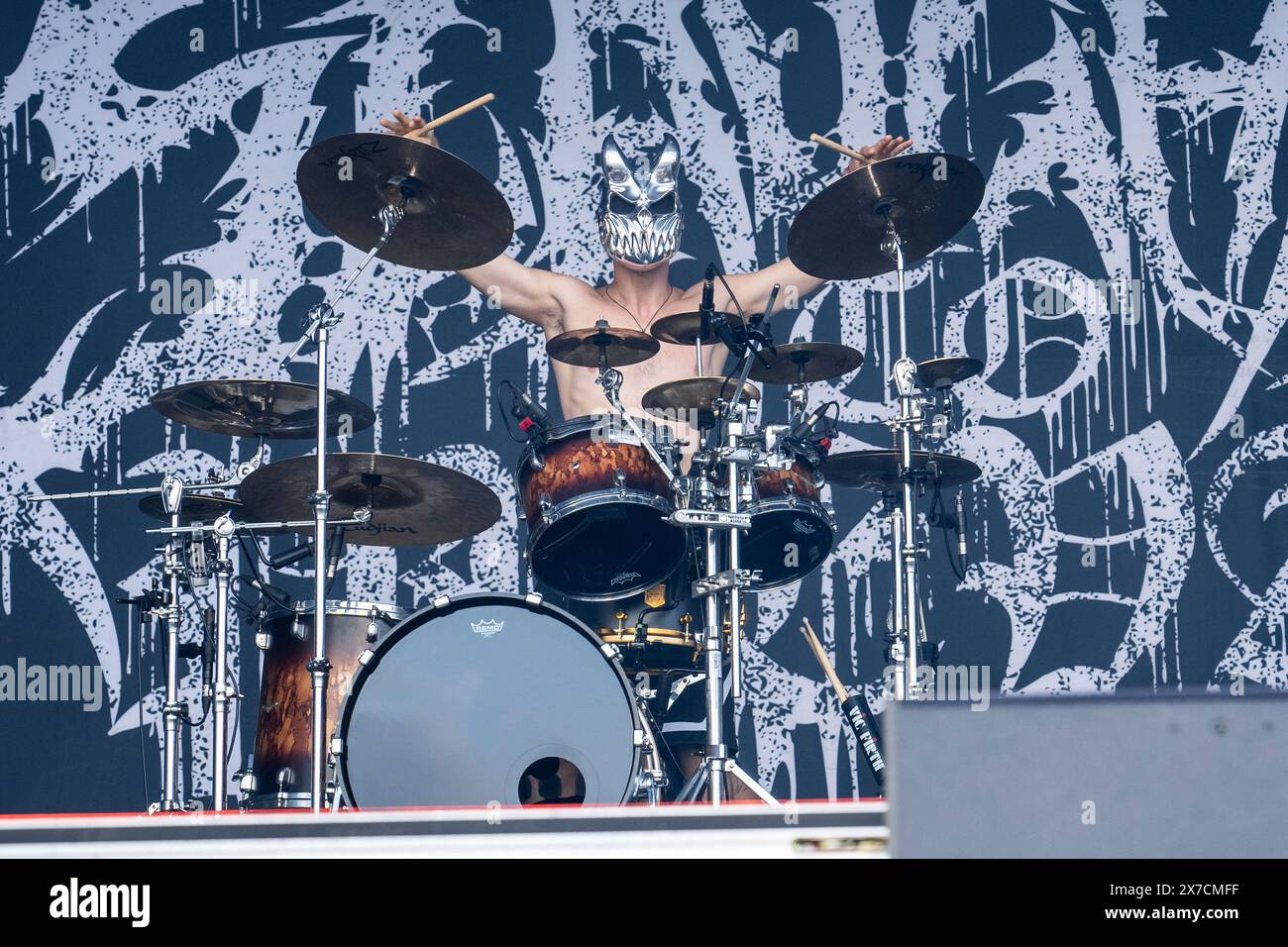 Evgeny Novikov of Slaughter to Prevail performs during Sonic Temple Art ...