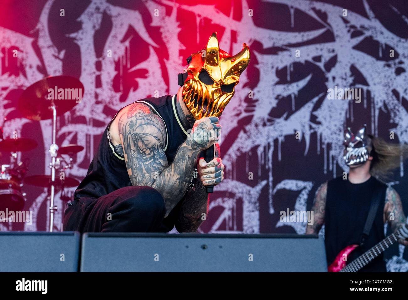 Aleksandr Shikolai of Slaughter to Prevail performs during Sonic Temple ...