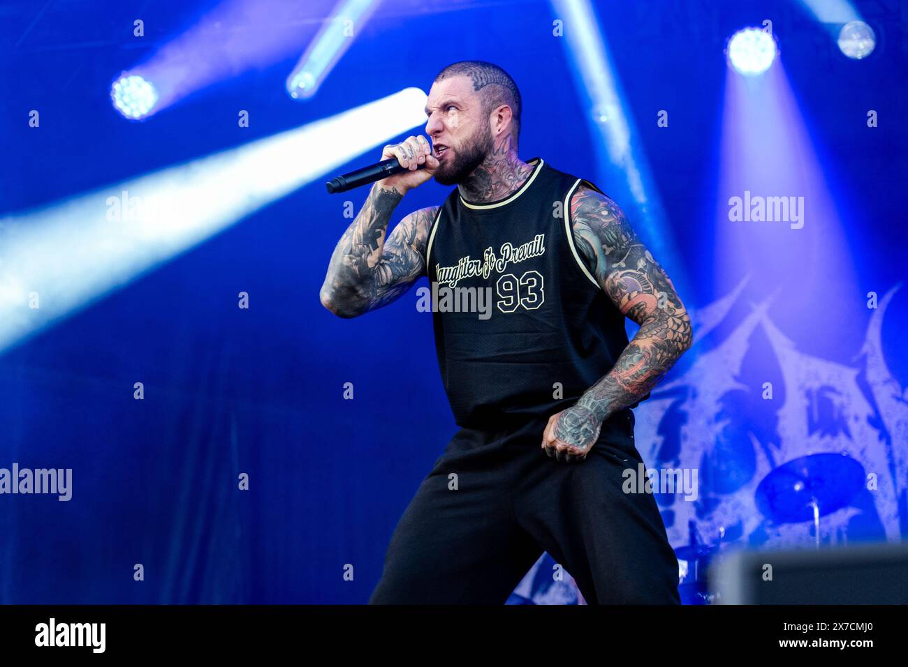 Aleksandr Shikolai of Slaughter to Prevail performs during Sonic Temple ...