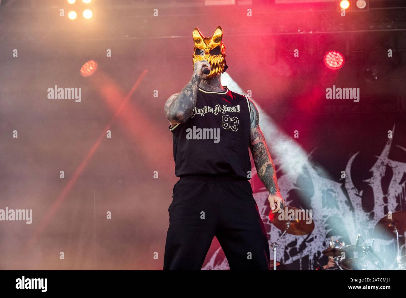 Aleksandr Shikolai of Slaughter to Prevail performs during Sonic Temple ...