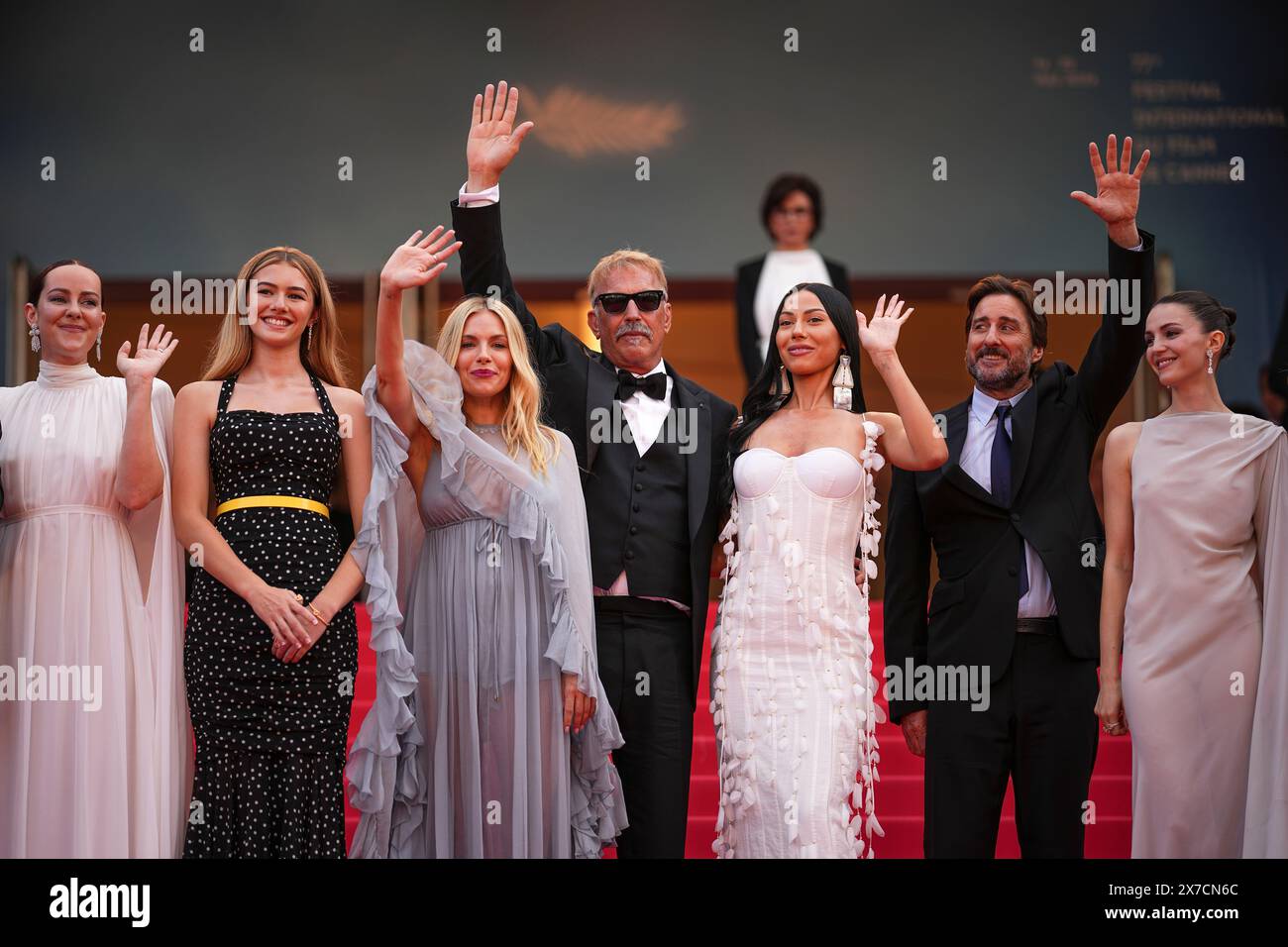 Jena Malone, from left, Georgia MacPhail, Sienna Miller, Kevin Costner ...