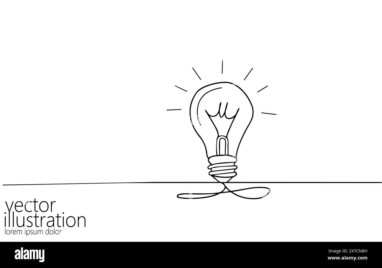 Single continuous one line art idea light bulb. Creative solution team ...