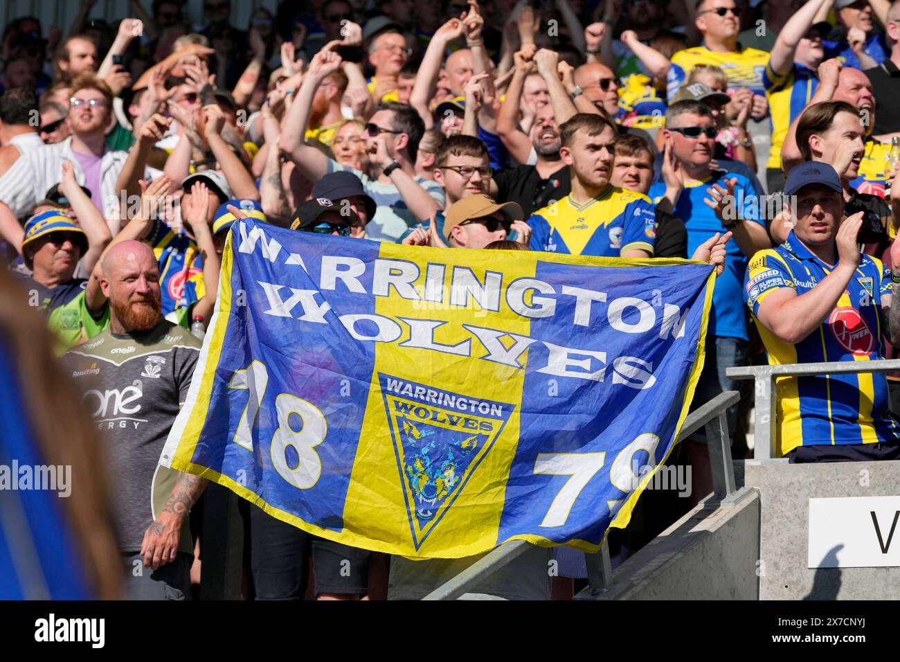 Warrington Wolves fans celebrate their win after the Betfred Challenge ...