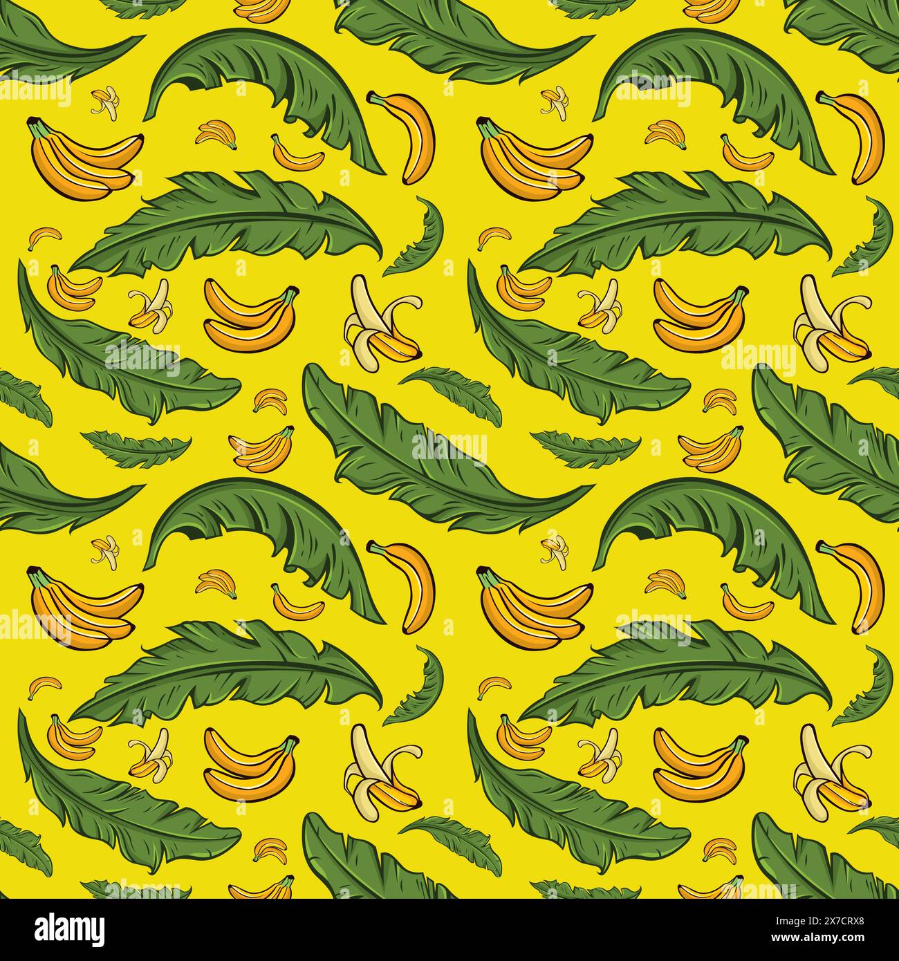 Seamless bananas pattern. Banana Leaf Vector Illustration Stock Vector ...