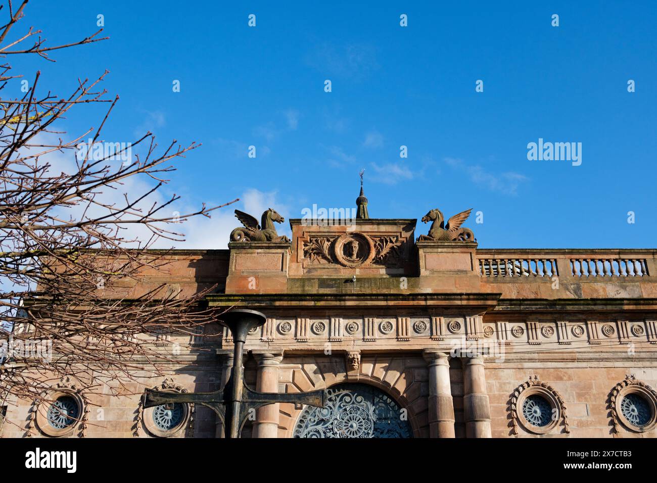 Glasgow Scotland: 12th Feb 2024 The Briggait architectural details exterior on sunny morning ...