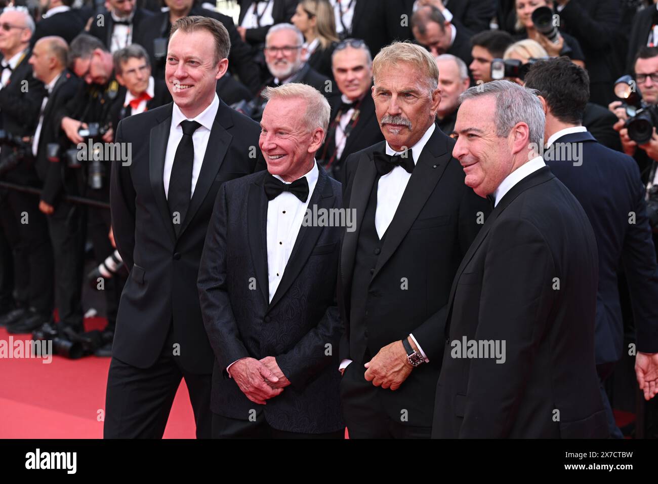 (left to right) Mark DeBevoise, Robert Scannell, Kevin Costner and a guest attends the Horizon ...