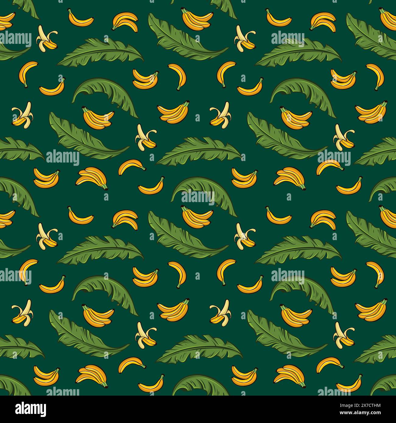 Seamless bananas pattern. Banana Leaf Background Stock Vector Image ...