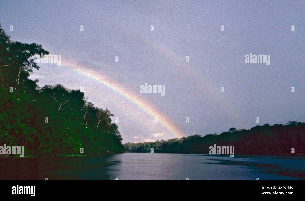 A rare double rainbow in the Peruvian Amazon rainforest Stock Photo - Alamy