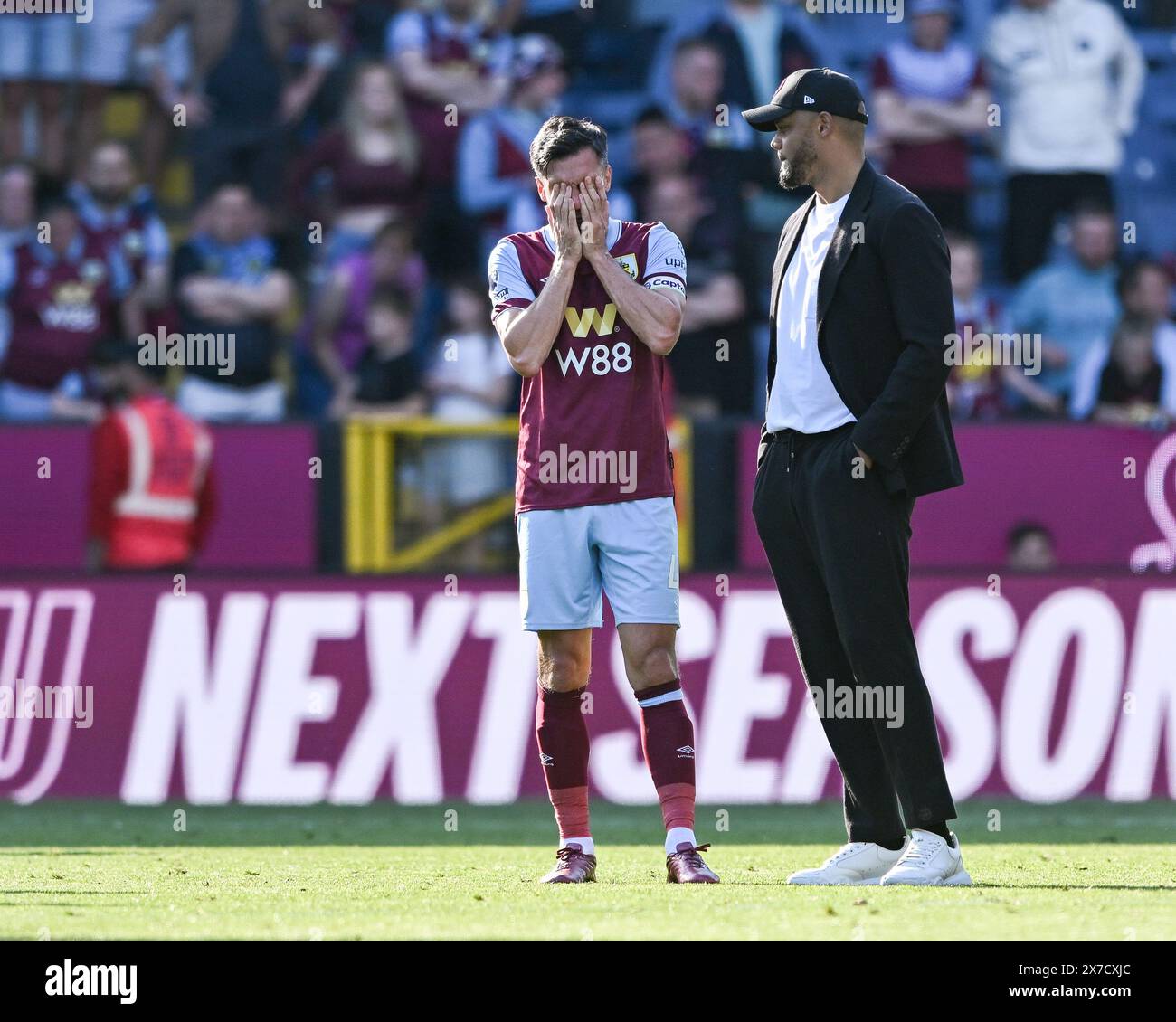 Burnley, England. 19th May, 2024. Jack Cork of Burnley and Vincent ...