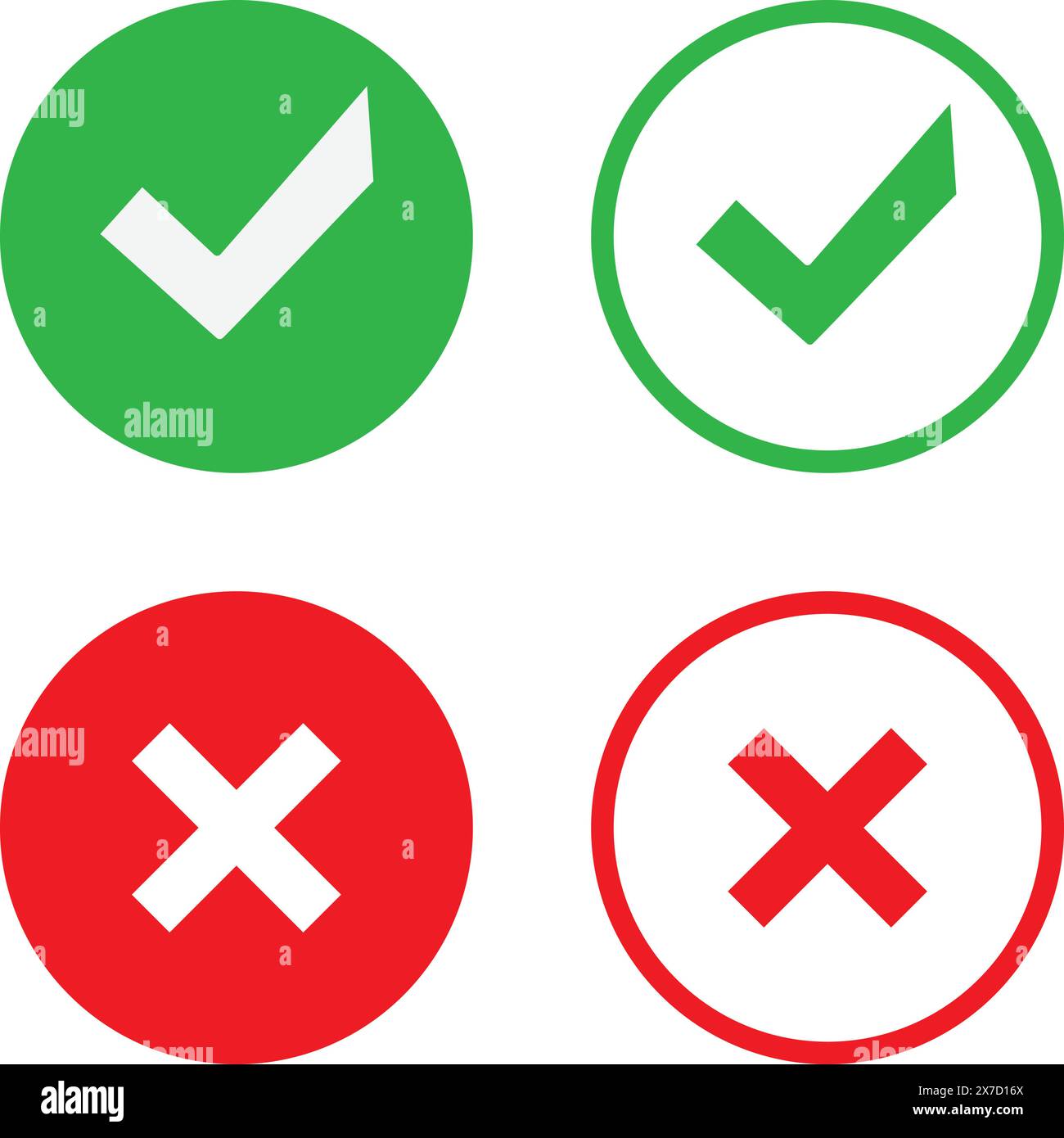 Green check mark and red cross mark. Validation and refusal icons Stock ...