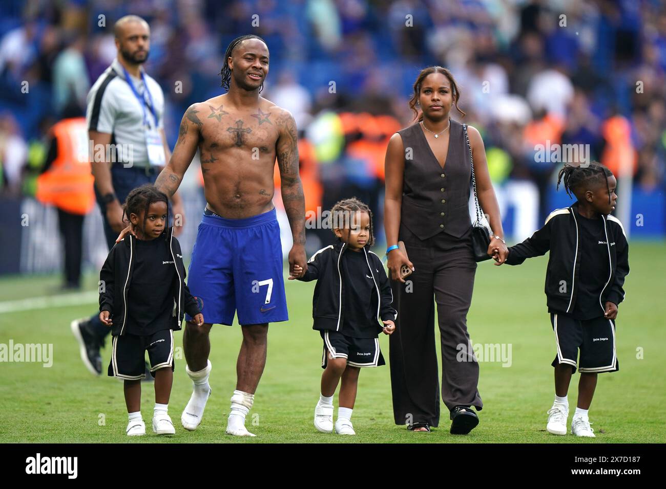 Chelsea's Raheem Sterling (second left) with partner Paige Milian ...