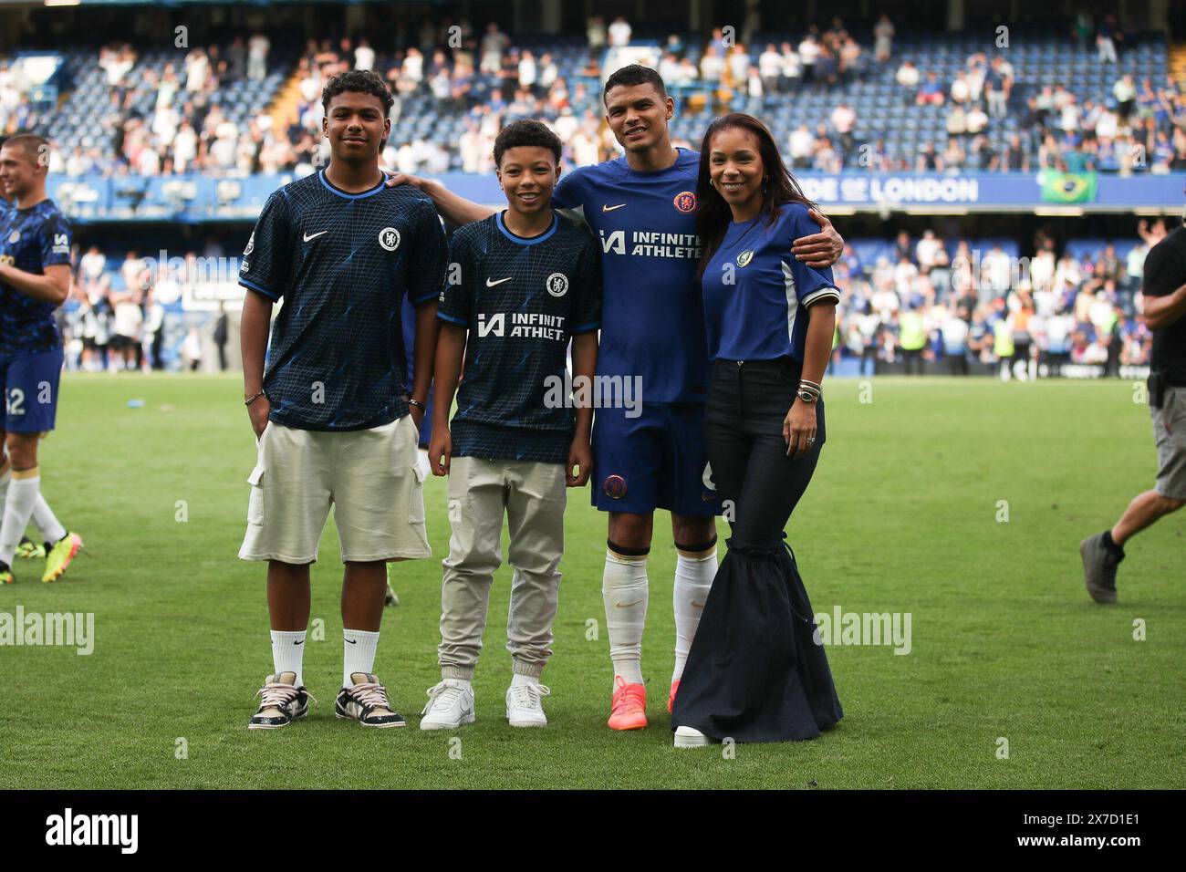 London, UK. 19th May, 2024. Thiago Silva of Chelsea and his family say ...