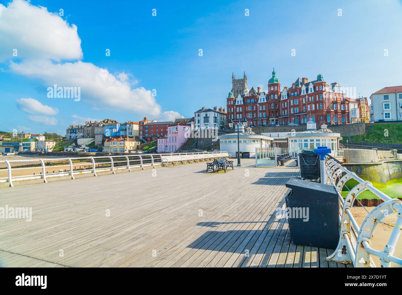 View of Cromer buildings in North Norfolk, UK from the pier Stock Photo ...