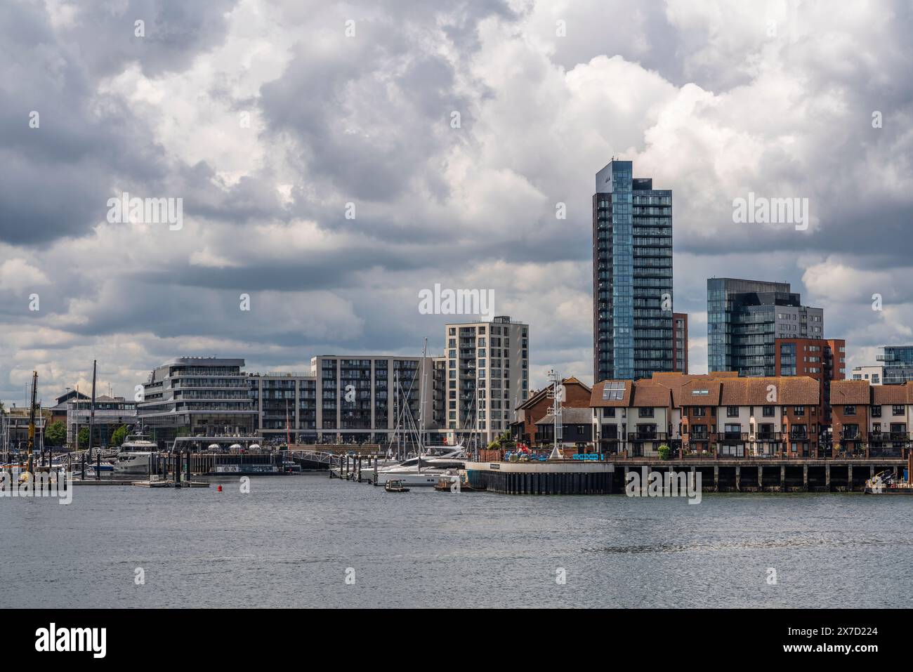 Panoramic city view of the Ocean Village marina skyline as seen from ...