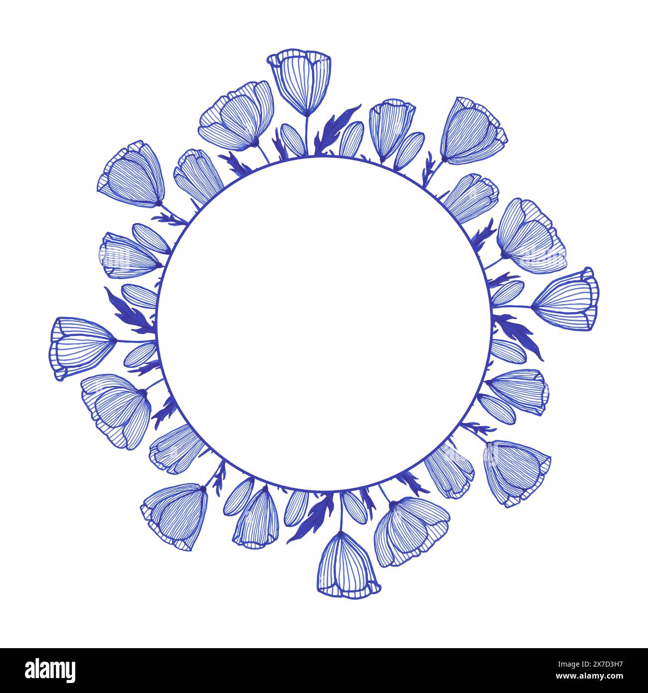 Tulips circle frame for wedding card or invite. Vector illustration ...