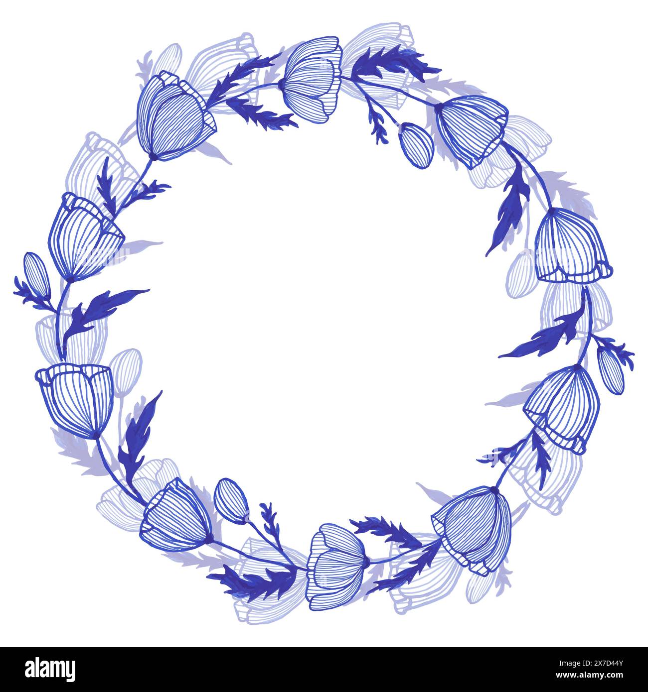 Tulips circle frame for wedding card or invite. Vector illustration ...