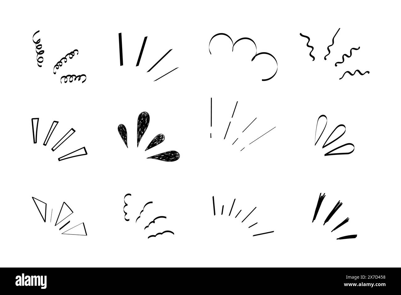 Pop line frame comic anime effect healine mark, suprise doodle emotions ...