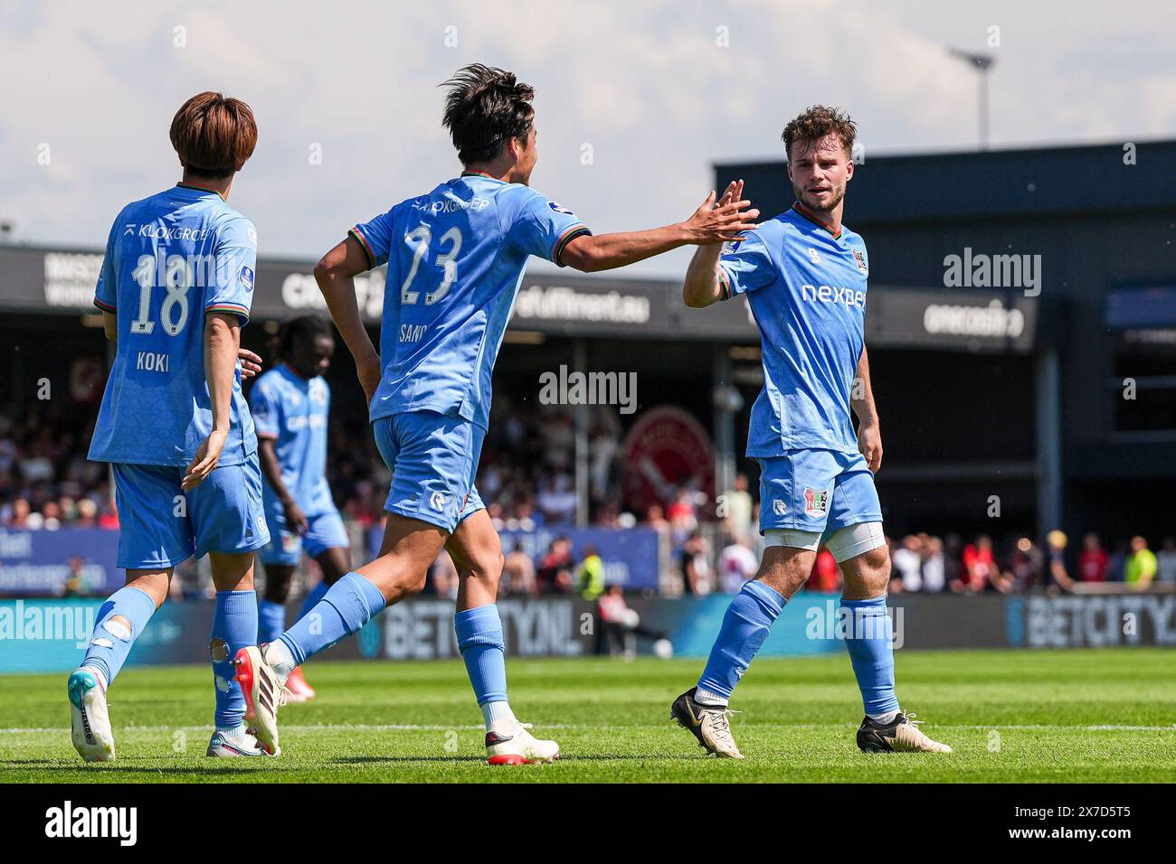 ALMERE - (l-r) Kodai Sano of NEC Nijmegen, Dirk Proper of NEC Nijmegen ...