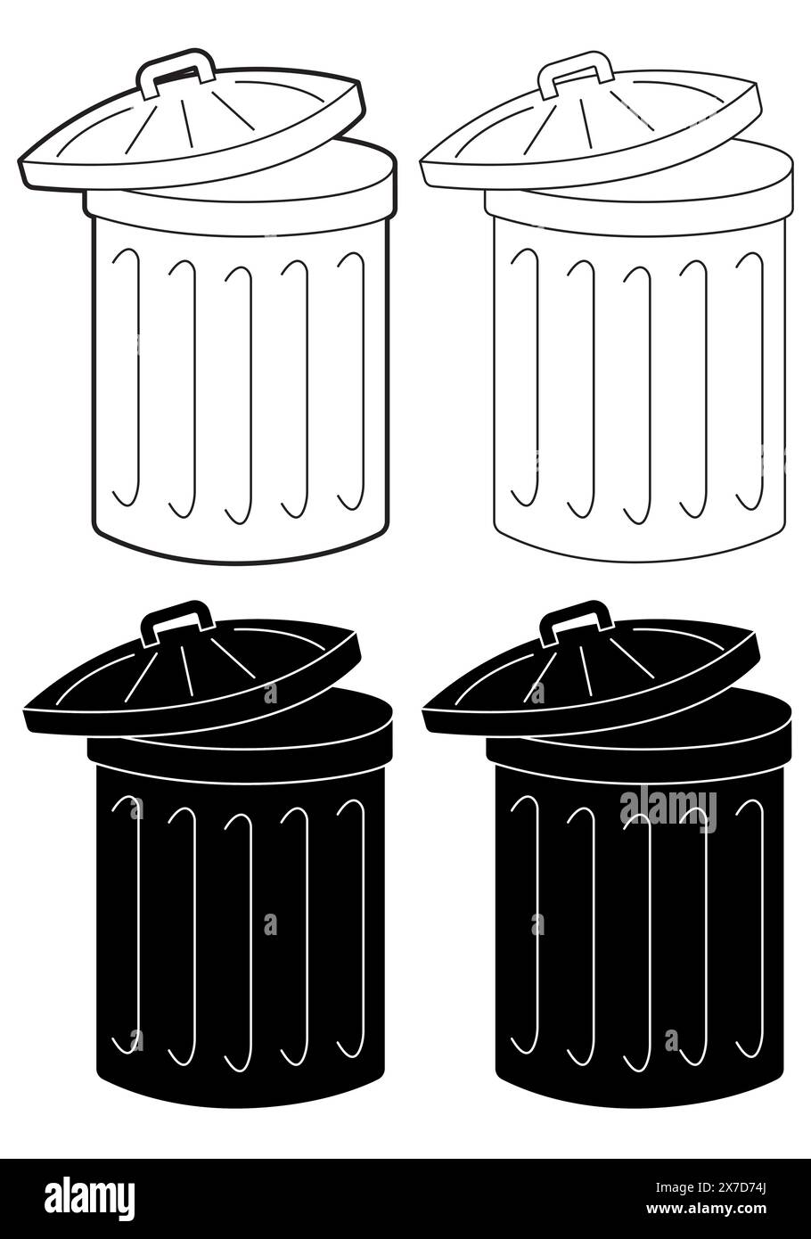 Dustbin, Rubbish bin or trashcan vector illustration. Silhouette, black ...