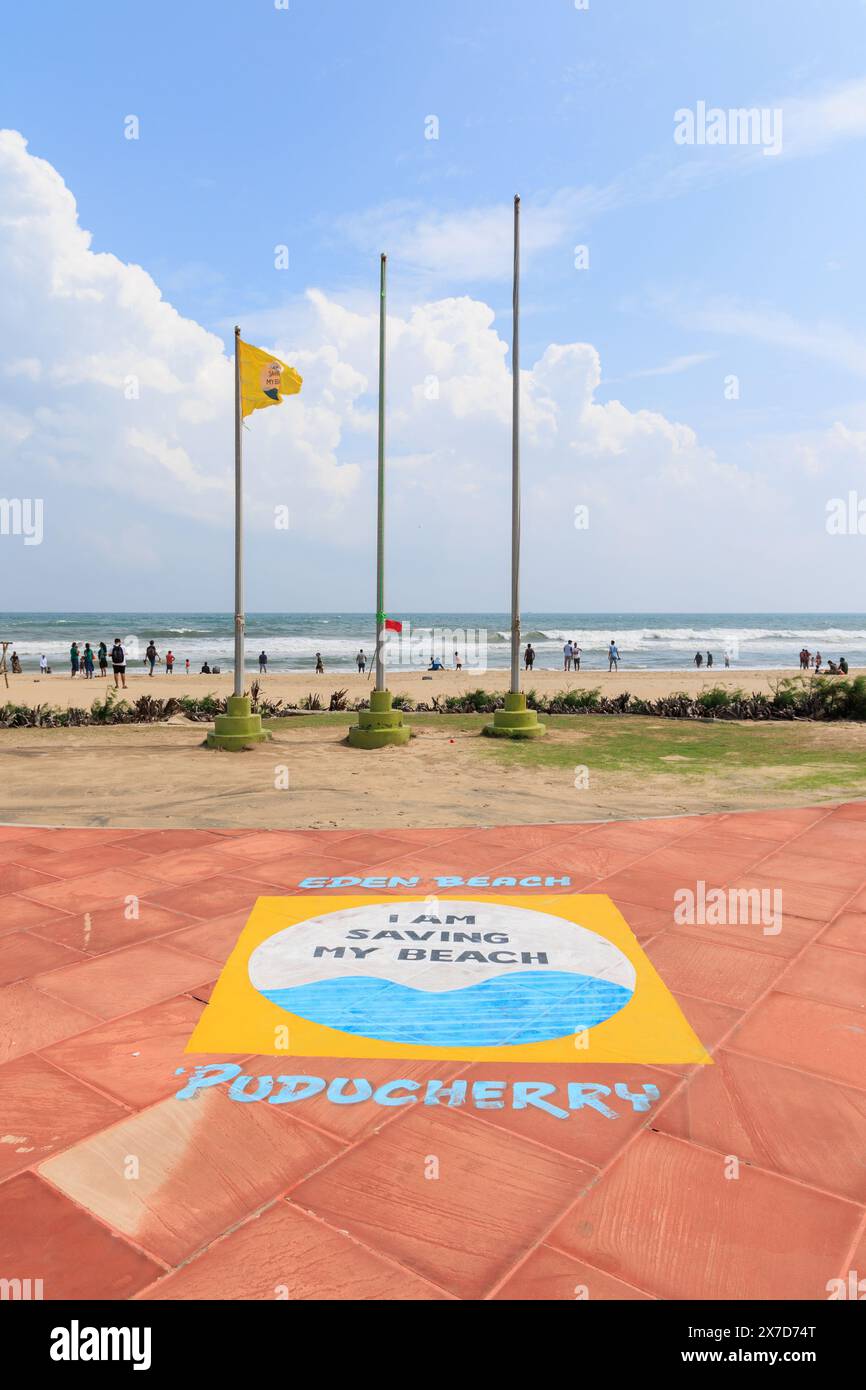 "I Am Saving My Beach" artwork at the entrance of Eden Beach - Blue ...