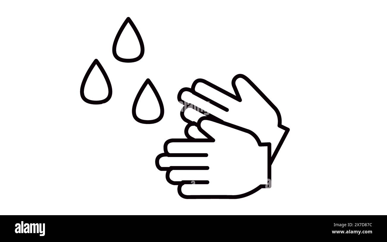Washing Hands Icon. Black and White Vector Illustration of Washing ...