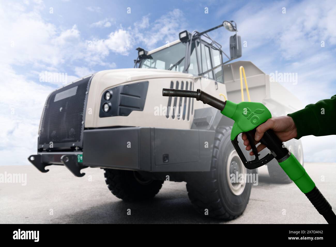Biofuel filling station on a background of mining truck ...