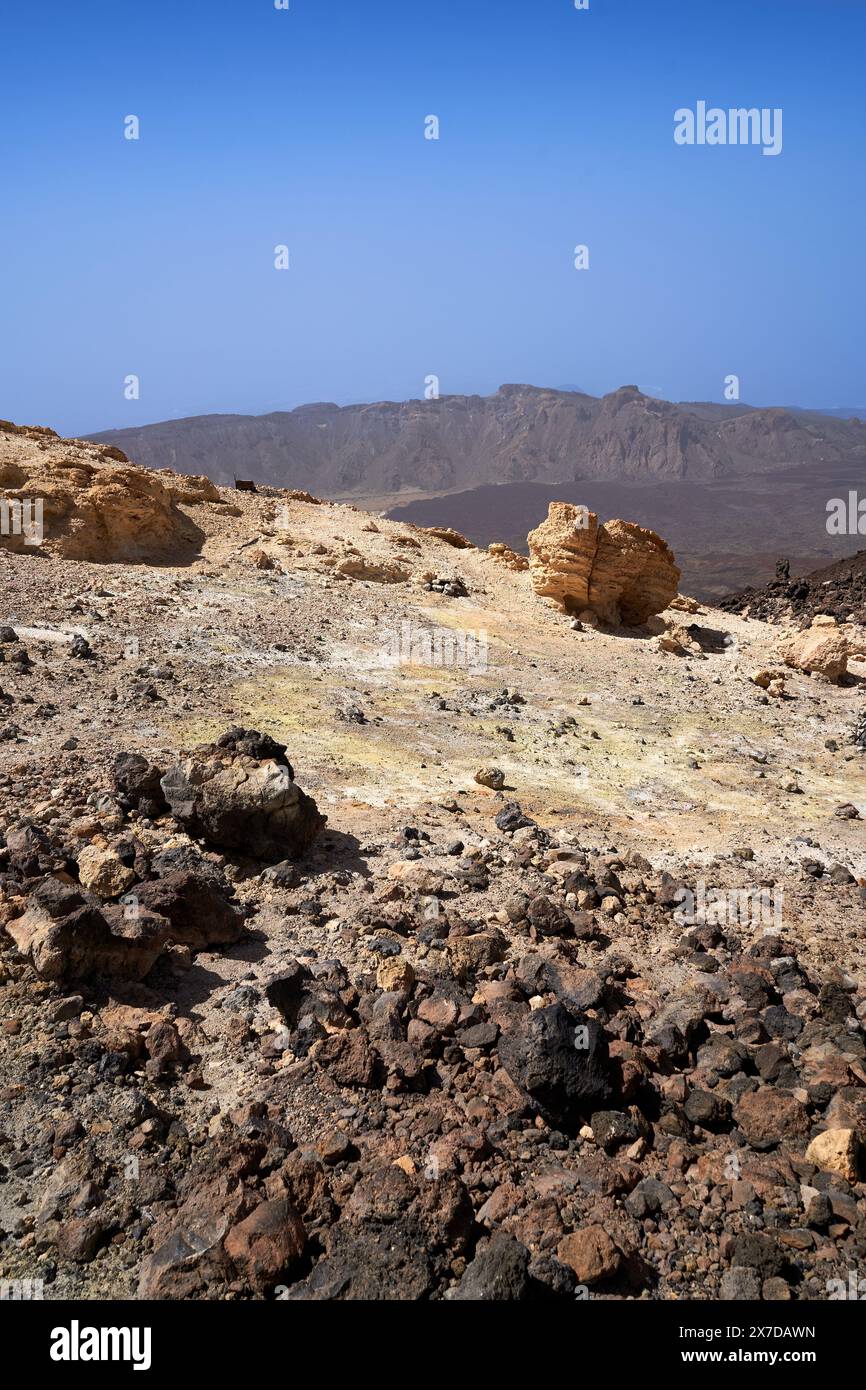 Landscape of volcanic rocks of El Teide in Tenerife, the Canary Islands ...