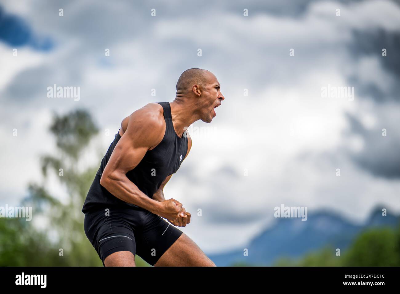 Gotzis, Austria. 19th May, 2024. Canadian Damian Warner celebrates ...