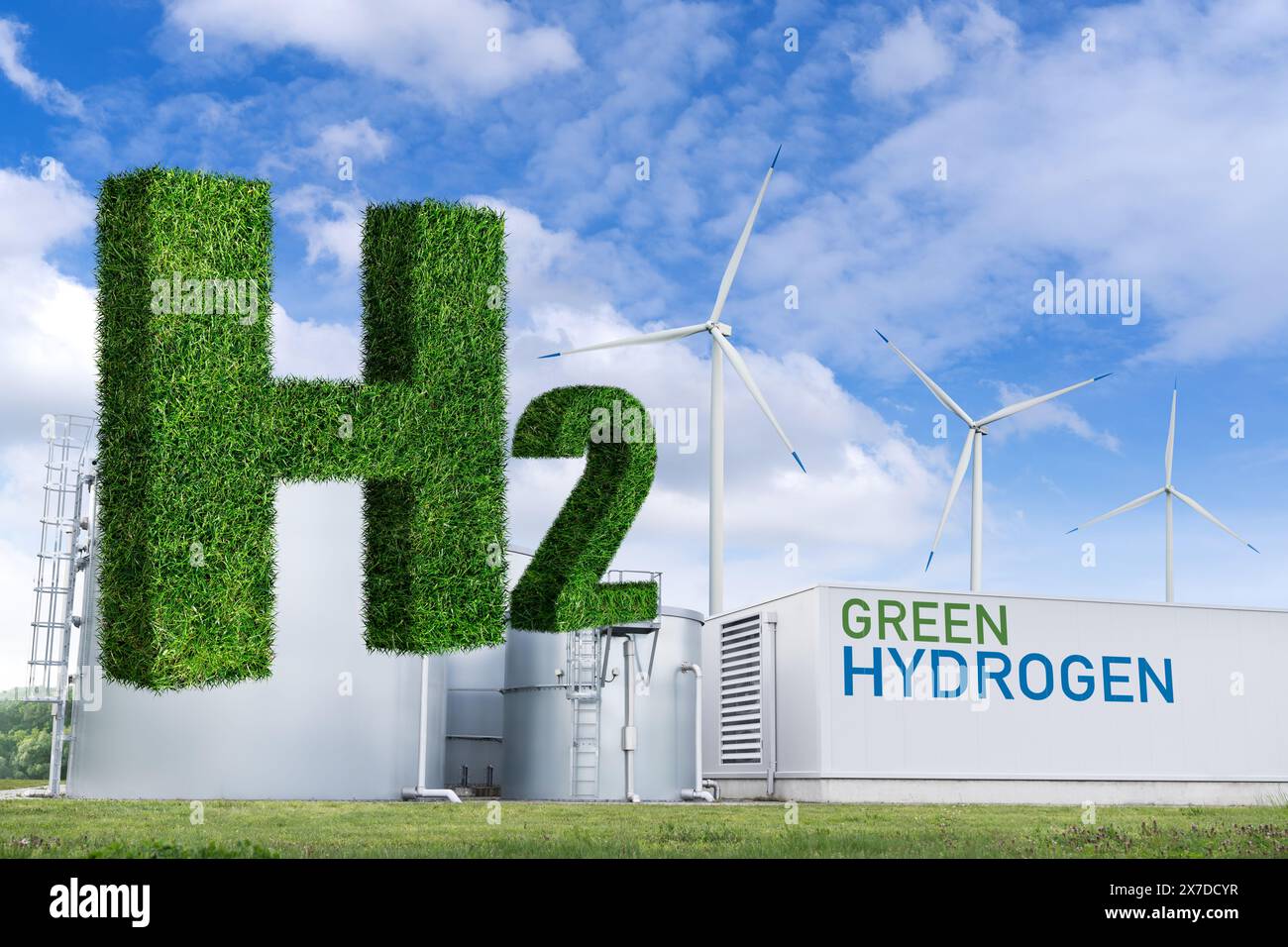 Green hydrogen factory concept. Hydrogen production from renewable ...