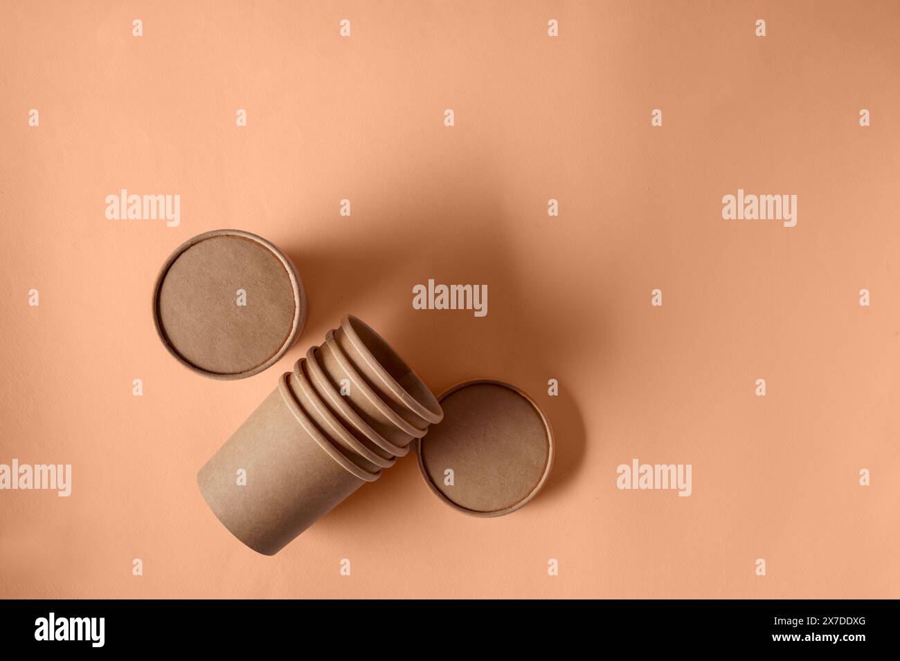 Empty paper Biodegradable cups containers for food and soup on the ...