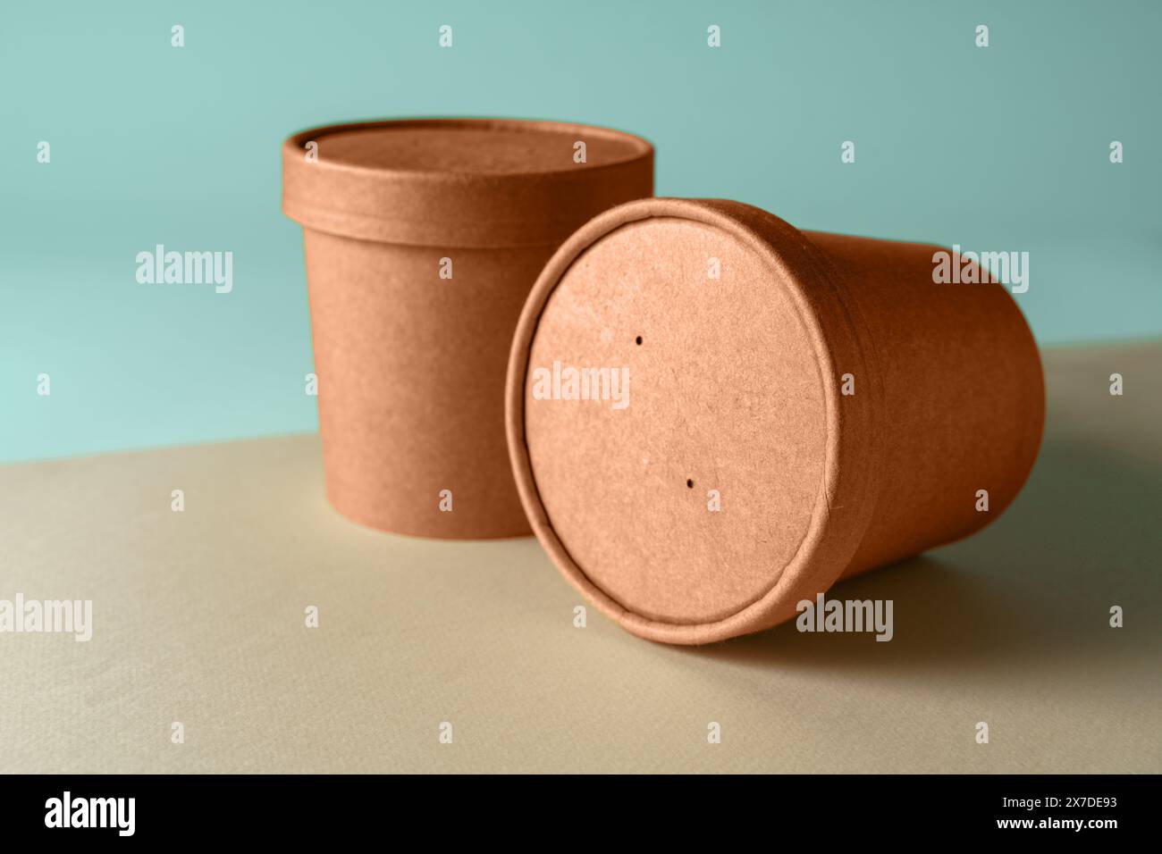 Empty paper Biodegradable cups containers for food and soup on the ...