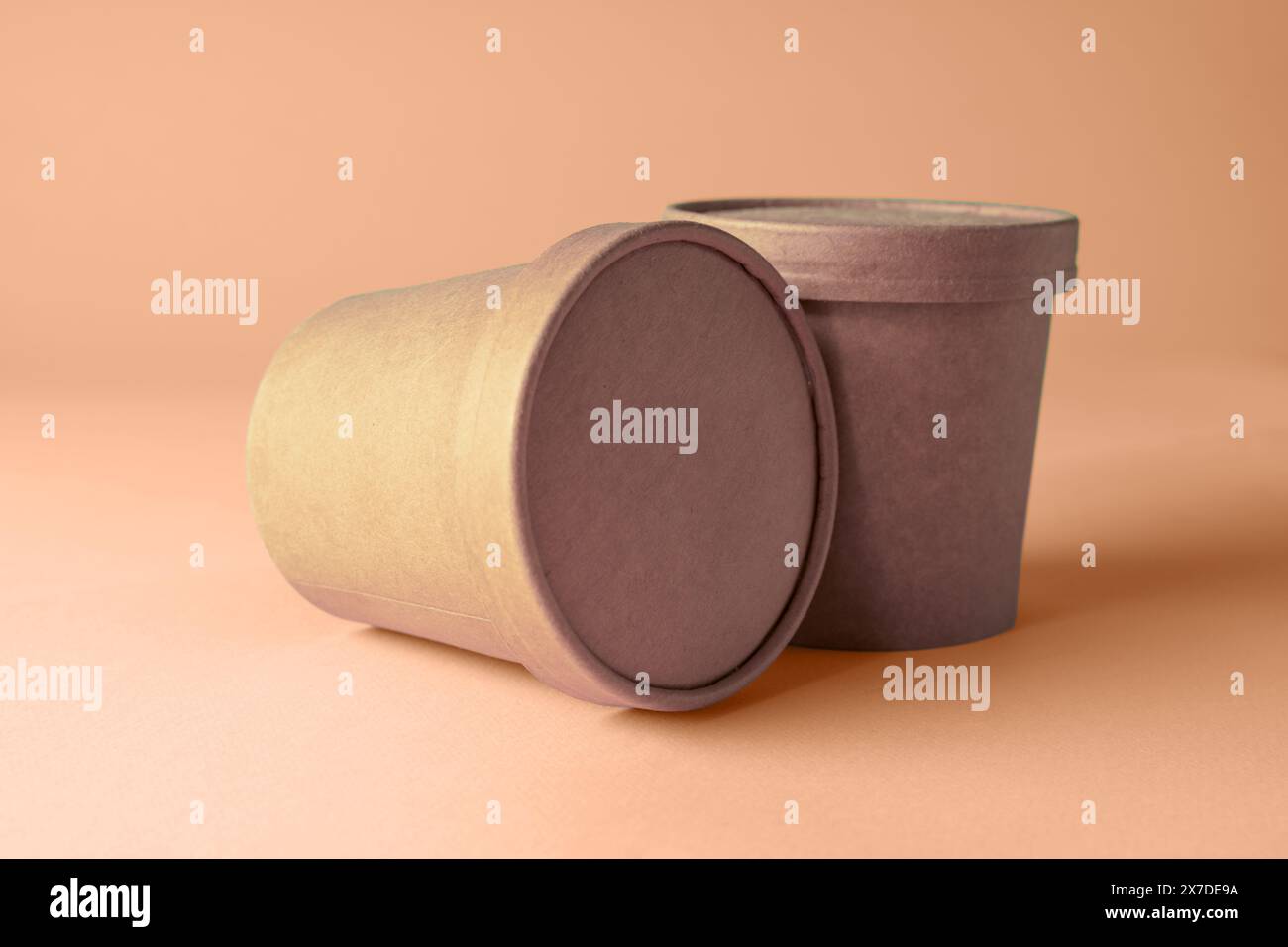 Empty paper Biodegradable cups containers for food and soup on the ...