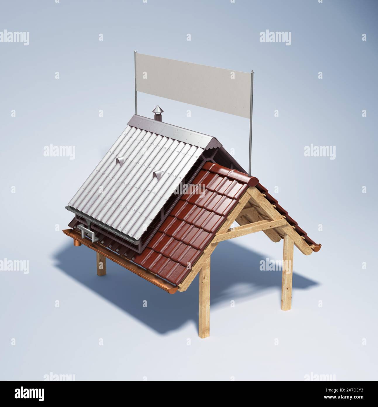 3D roof model with keywords materials, creativity, art, scale models ...