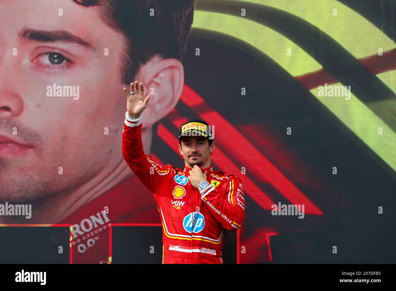 podium celebrations Charles Leclerc (MON) - Scuderia Ferrari - Ferrari ...
