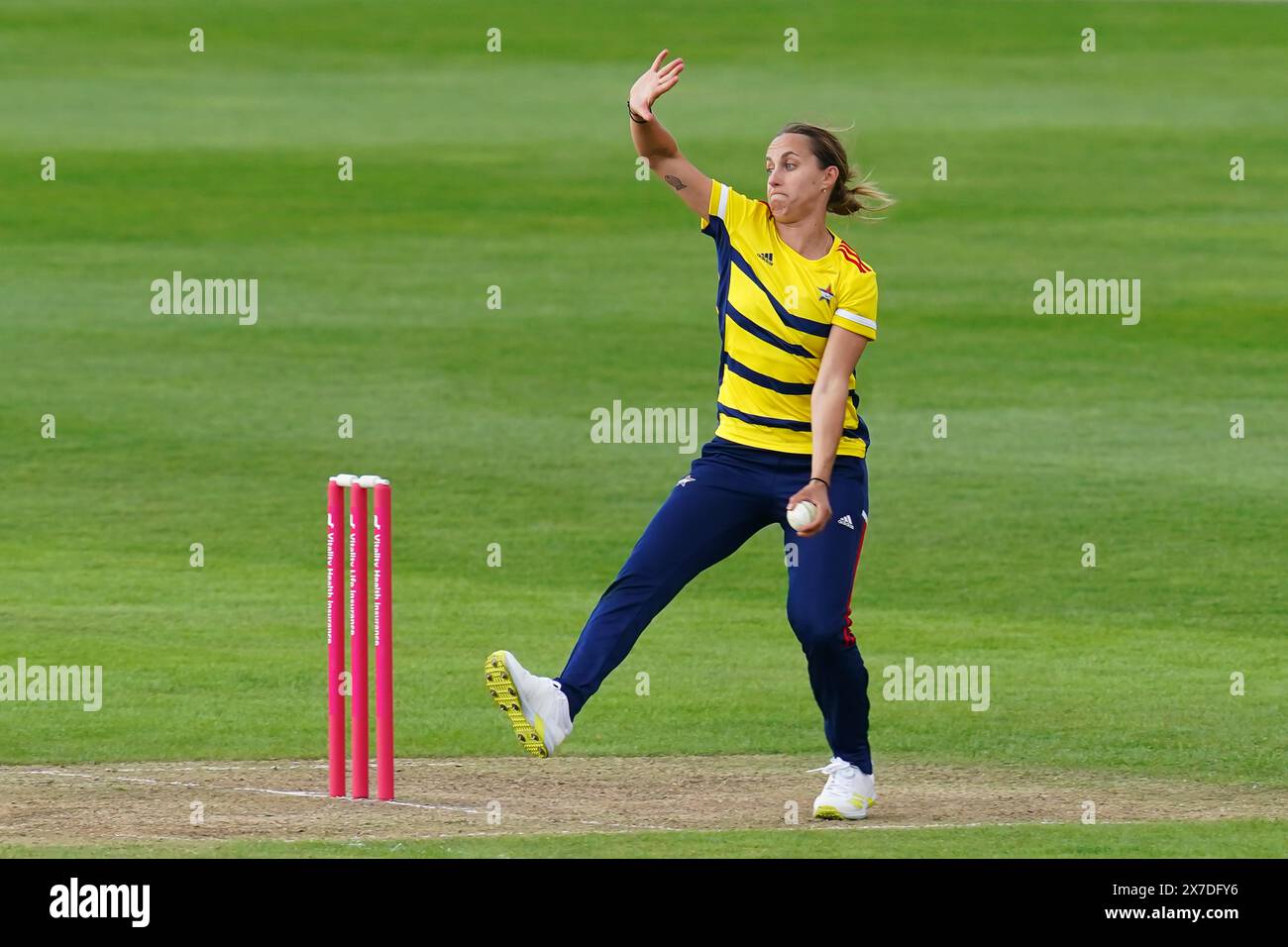 Bristol, UK, 19 May 2024. South East Stars' Tash Farrant bowling during ...