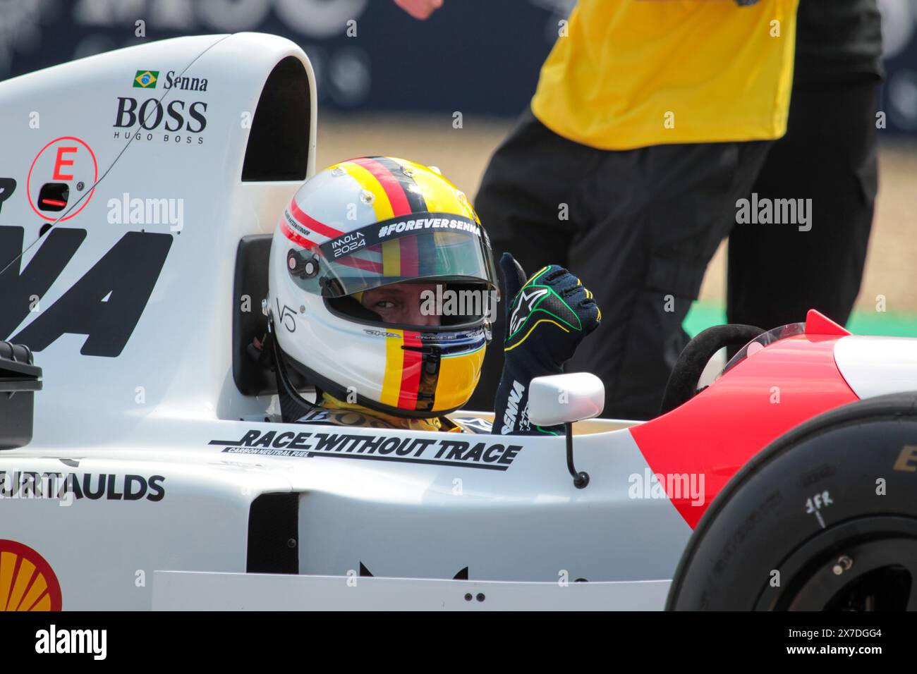 Imola, Italy. 19th May, 2024. Sebastian Vettel (GER) Former F1 Drivers, tribute to Ayrton Senna ...