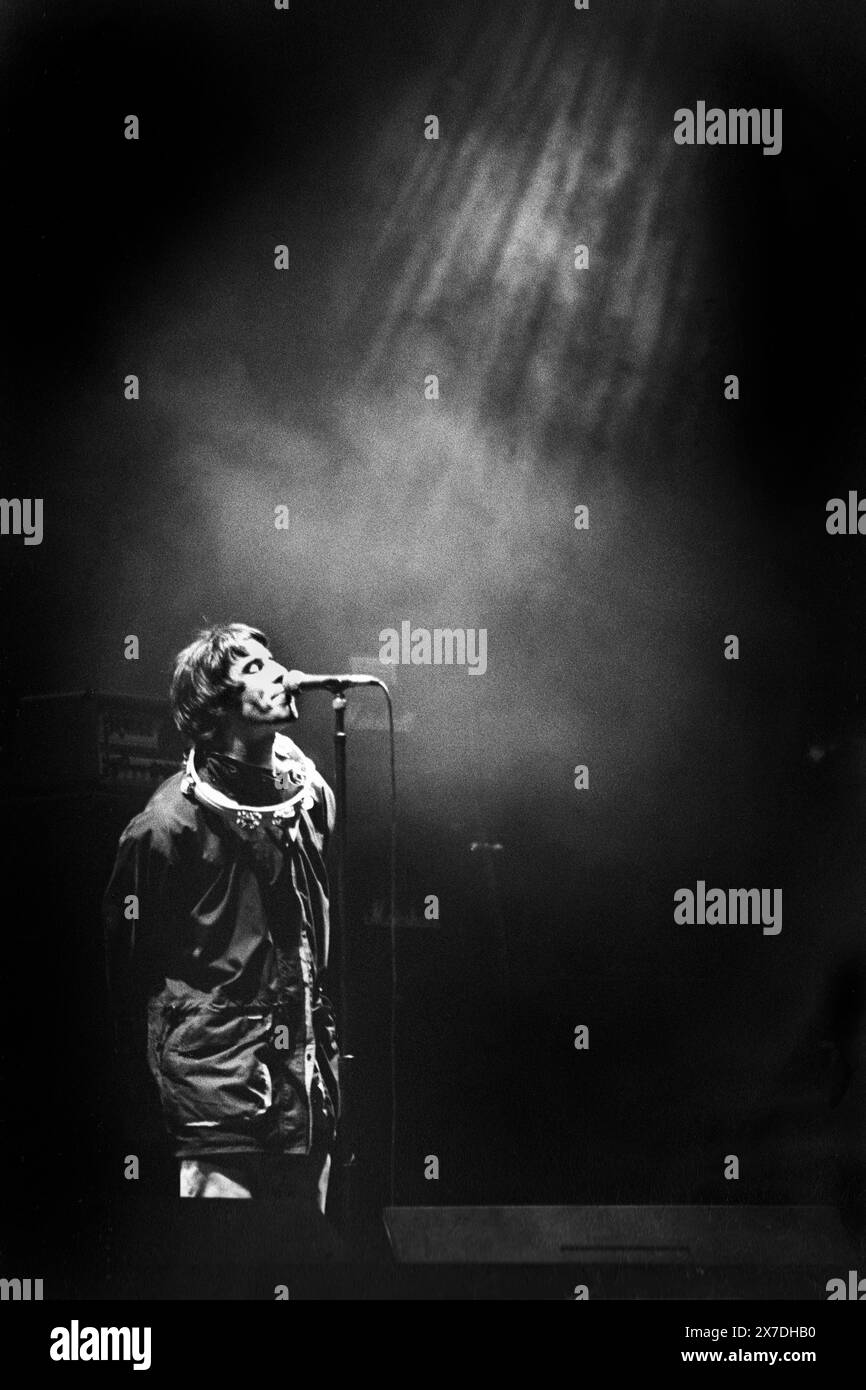 OASIS, FIRST GLASTONBURY HEADLINE, 1995: Liam Gallagher lead singer of ...