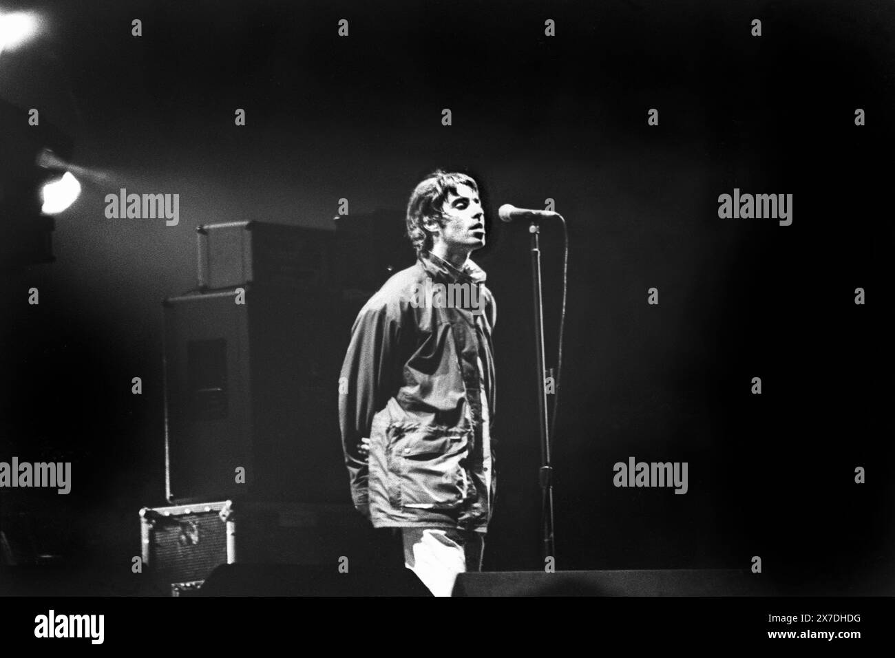 OASIS, FIRST GLASTONBURY HEADLINE, 1995: Liam Gallagher lead singer of ...