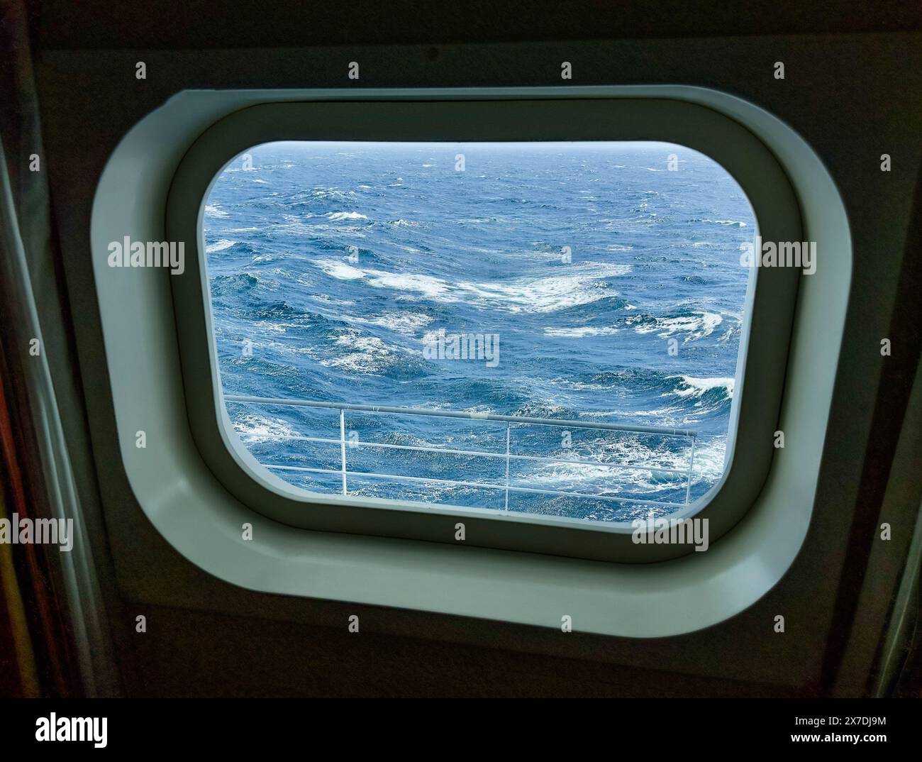 Porthole window view of North Pacific Ocean as seen from deck 8 cruise ...