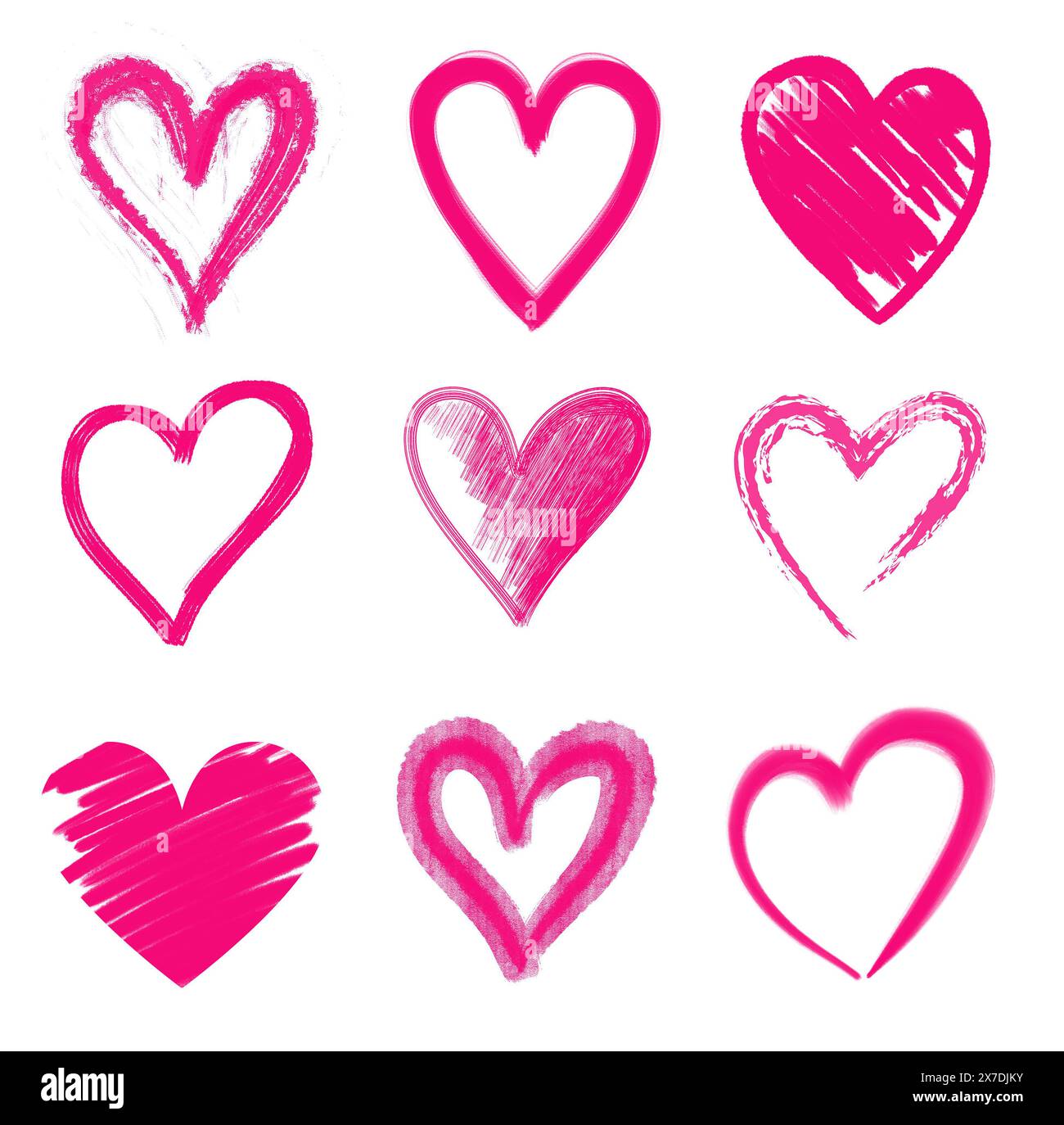 Set of different pink hearts on white background Stock Photo - Alamy