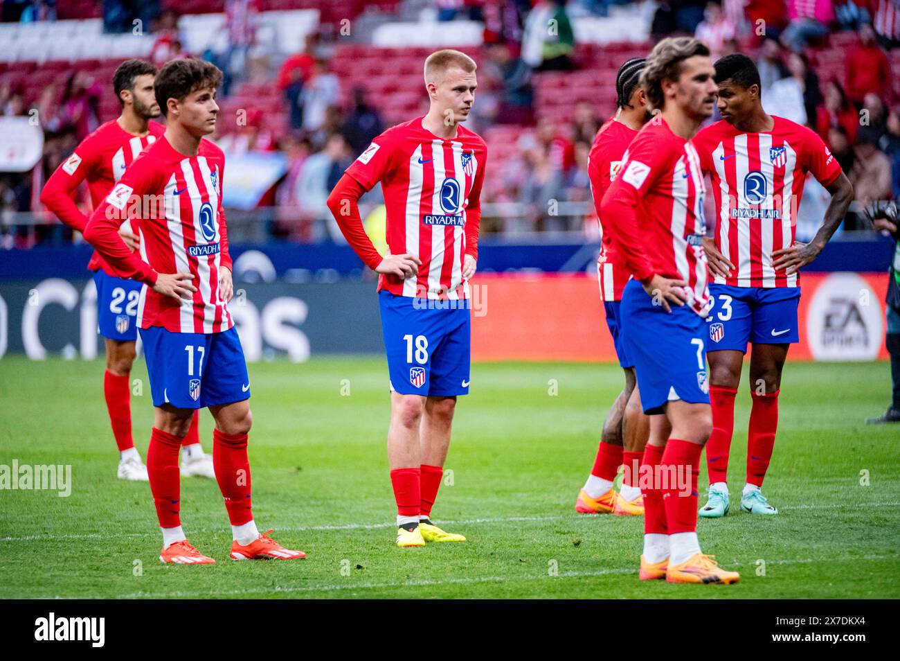Madrid, Madrid, Spain. 19th May, 2024. Atletico Madrid players (from L ...
