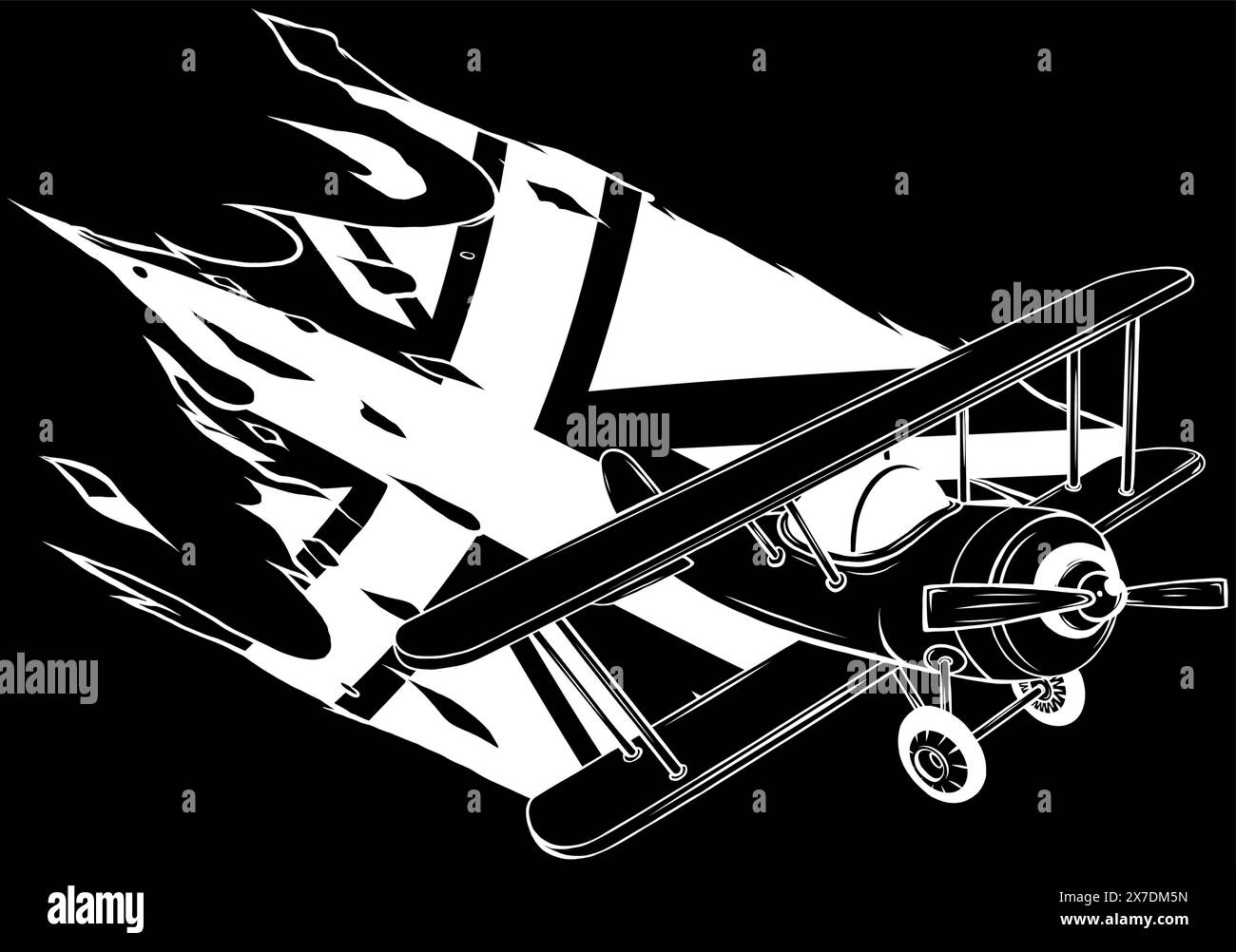 Vector illustration of a airplanes in white line on black background ...
