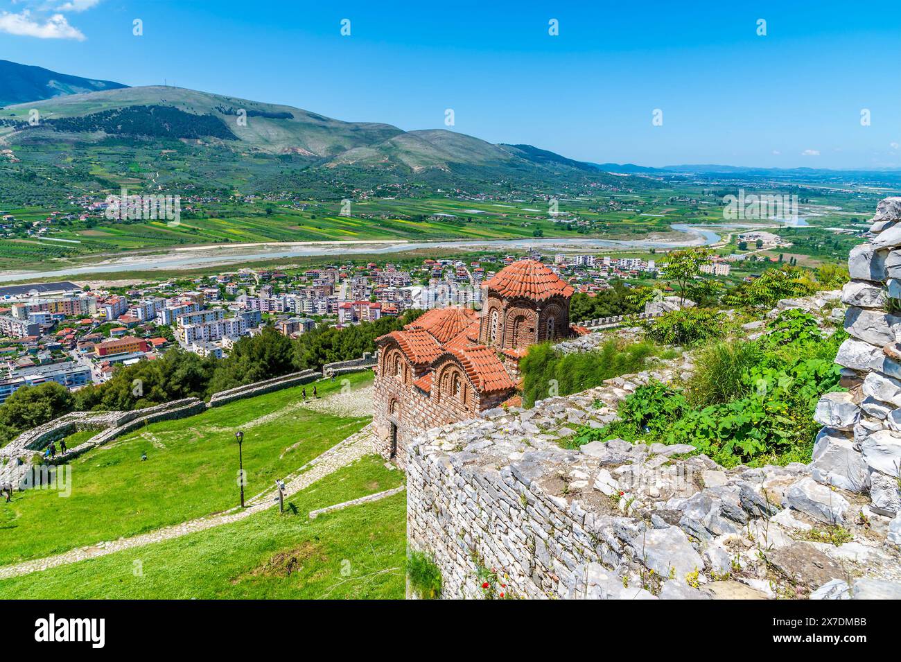 A view past Saint Theodores Church in the castle above the city of ...