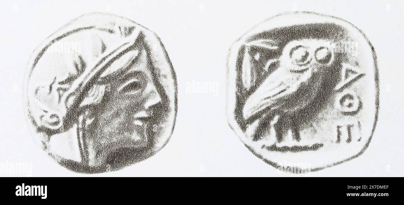 Athenian silver coin of 4 drachmae (tetradrachma, drachma Stock Photo ...