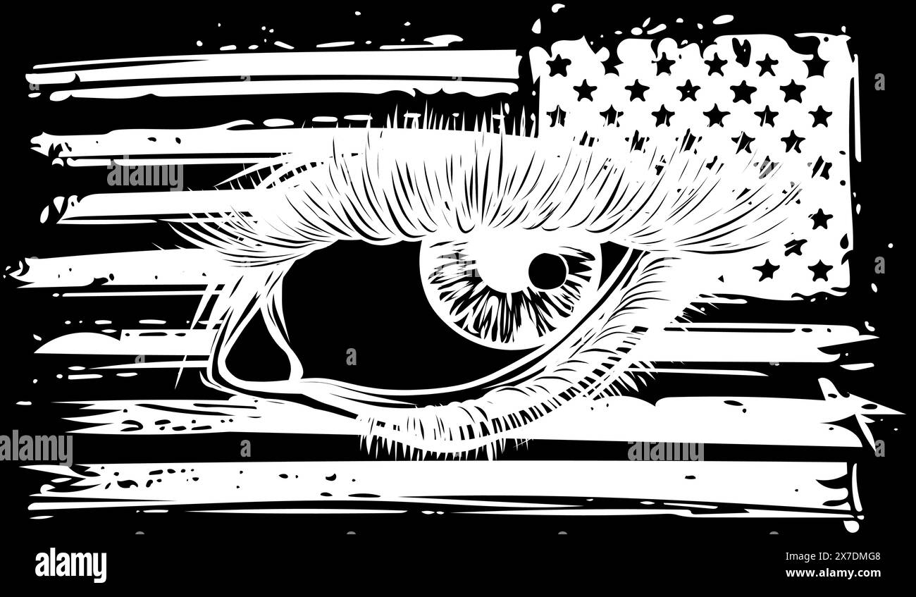 vector eye in white line on black background Stock Vector Image & Art ...