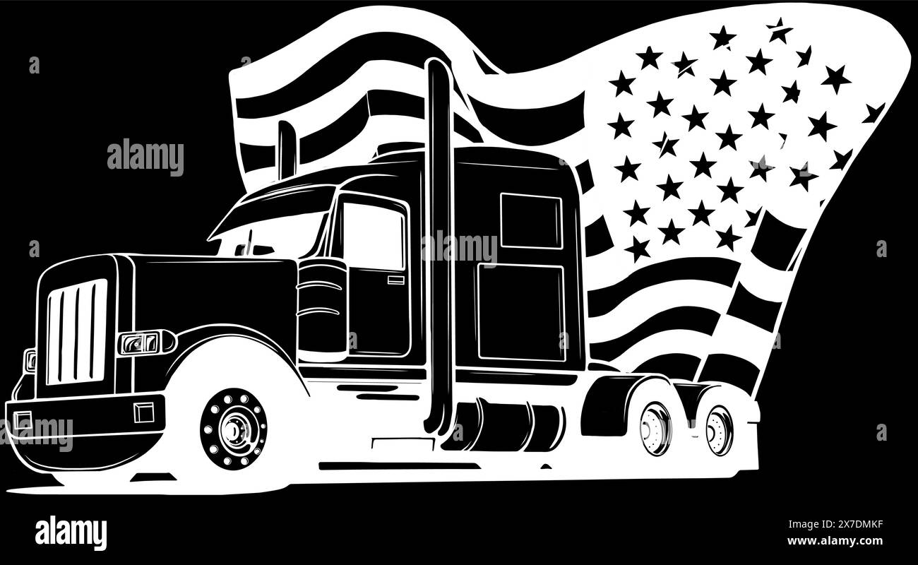 Semi truck line icon Black and White Stock Photos & Images - Alamy