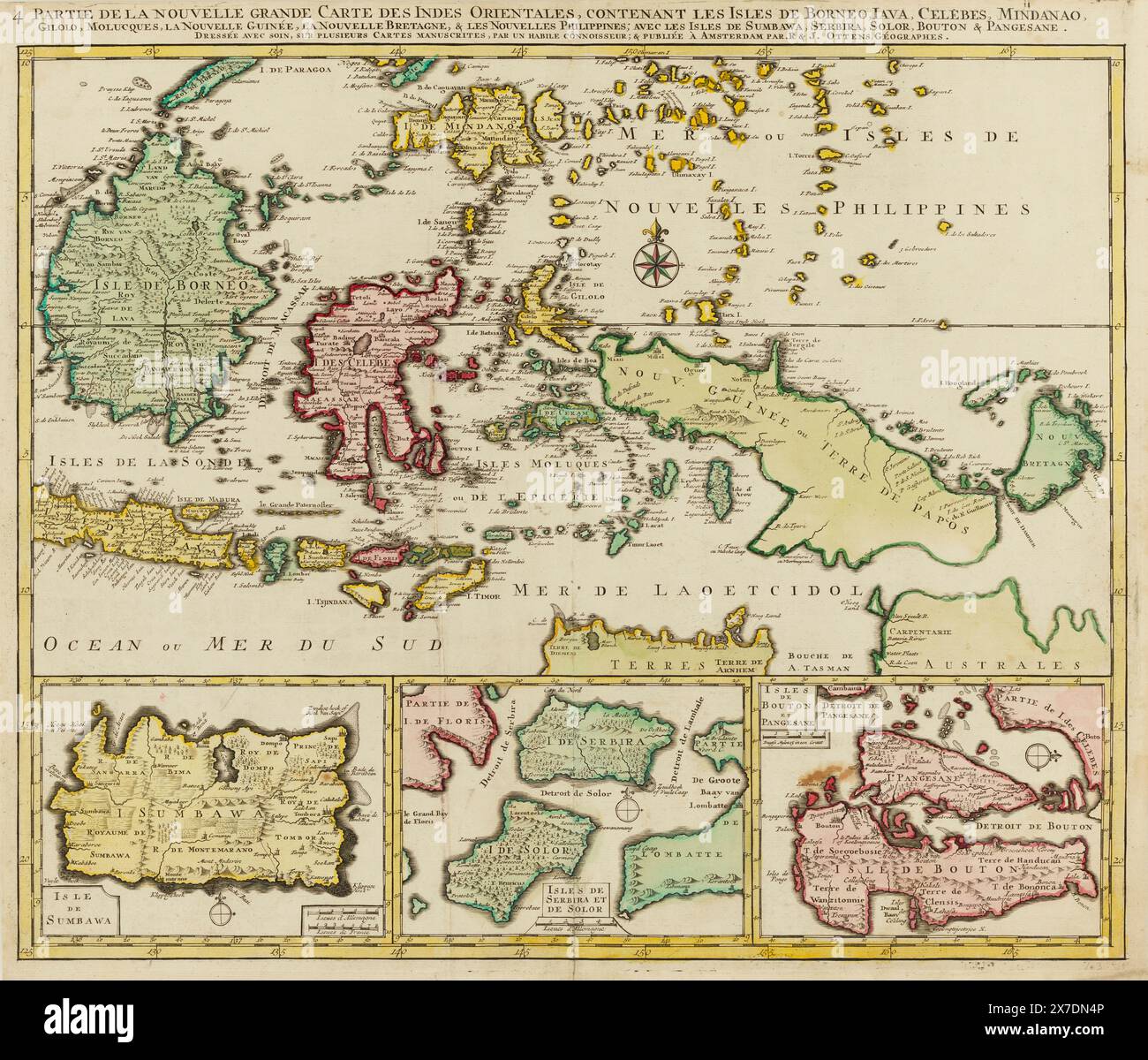 Vintage 18th century Map of the East Indies in regions by R&J Ottens ...