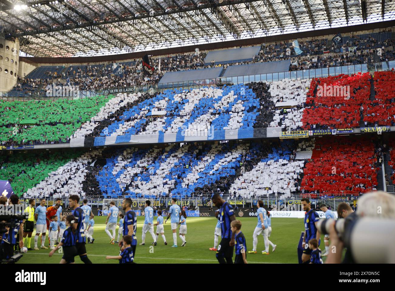 Milan, Italy. 19th May, 2024. Inter fans choreography during the ...