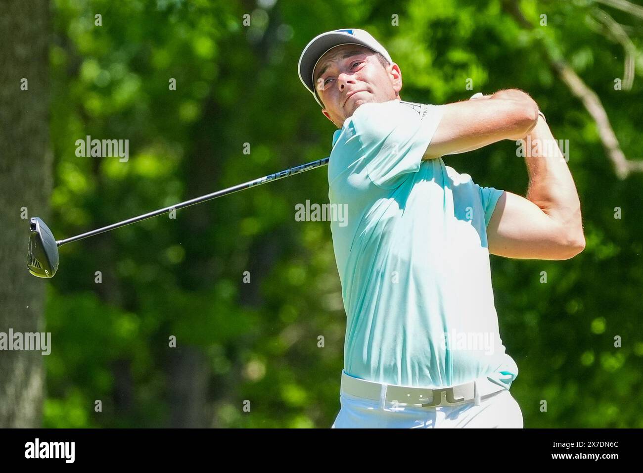 Louisville, Kentucky, USA. 19th May, 2024. Viktor Hovland tees off the 2nd hole during the final ...